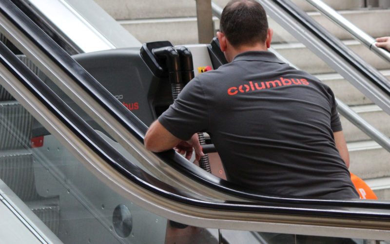 Escalator cleaning with our Step 110 stair cleaning machine